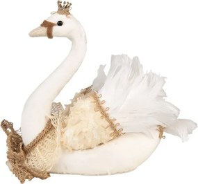 Bílá dekorace labuť Swan - 28*14*28 cm