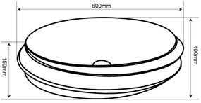 BPS-koupelny Keramické umyvadlo na desku HYD-YO-WH-MOD5-GL-600 60x40 cm, bílé/zlatý dekor