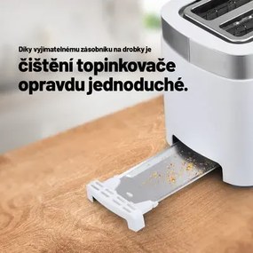 Lauben Toaster T17WS bílá / Topinkovač / 930W / 2 plátky pečiva / 7 st