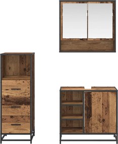 Sada koupelnového nábytku 3 ks Staré dřevo 65 x 33 x 60 cm 3402369
