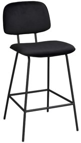 OnaDnes -20% Černá sametová barová židle ROWICO BRYAN 65 cm