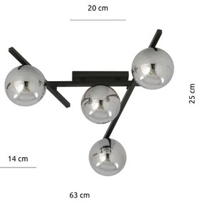 Stropní svítidlo SMART 4xE14/10W/230V černá/šedá