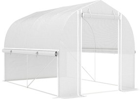 Fóliový skleník Outsunny 3 x 2 m se 4 okny a dveřmi, rolovací boční stěny, fóliový tunelový skleník na rajčata odolný proti UV záření s pozinkovaným …
