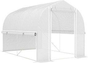 Fóliový skleník Outsunny 3 x 2 x 2 m se 4 okny a dveřmi, rolovací boční stěny, fóliový tunelový skleník na rajčata odolný proti UV záření s pozinkova…