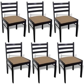 Jídelní židle 6 ks hnědé masivní dřevo a samet - Default Title