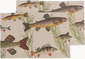 Sada prostírání ze lnu Freshwater Fish, 2 díly