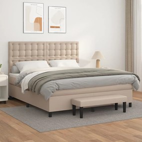 Box spring postel s matrací cappuccino 160x200 cm umělá kůže