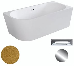 Besco Akrylátová volně stojící rohová vana Zoya Glam Z 150x75 (170x80) bílá/zlatá Rozměry (cm): 170x80, Typ a barva výpustě: Click-Clack s přepadem, chrom, Orientace: Pravá