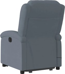 Zvedací masážní polohovací křeslo tmavě šedé samet 3204312