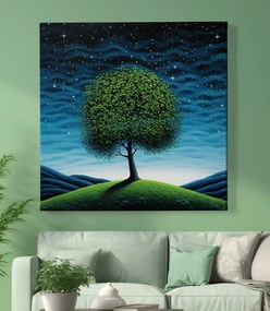Obraz na plátně - Strom života hvězdy nablízku FeelHappy.cz Velikost obrazu: 120 x 120 cm