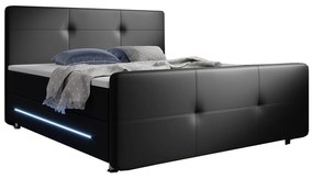 Juskys Pružinová postel Oakland 140 x 200 cm umělá kůže s matracemi v černé barvě