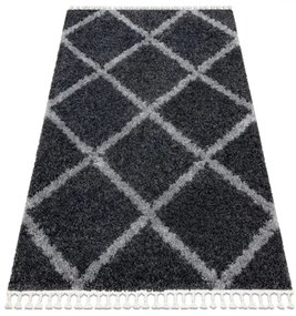 koberec UNION 3482 laťková mříž šedá střapce, Maroko Shaggy velikost 200x290 cm | krásné koberce cz