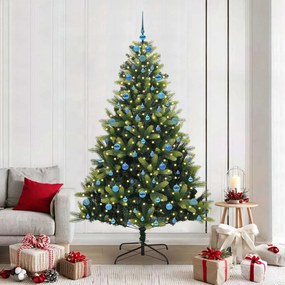 Umělý skládací vánoční stromeček 300 LED Zelená 210 cm PVC a PE 3396007