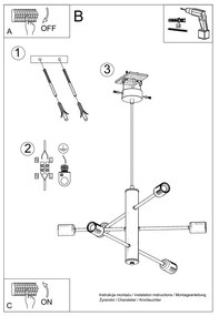 Černé zásvěsné svítidlo Sollux Donato 6