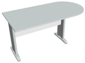 Stůl jednací oblouk 160 cm - Hobis Cross CP 1600 1 Dekor stolové desky: šedá, Dekor lamino podnože: bílá, Barva nohou: Stříbrná