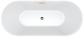 BPS-koupelny Volně stojící akrylátová vana HYD-LIZ502C 170x80 bílá, odtokový komplet zlatý