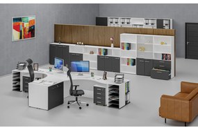 Kancelářská komoda ke stolu PRIMO WHITE, 740 x 600 x 420 mm, bílá/grafit