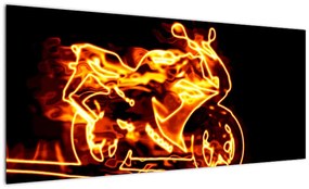 Hořící motorka - obraz (100x40cm)