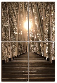 Obraz na plátně - Dřevěná promenáda v bambusovém lese - obdélník 7172FD (90x60 cm)