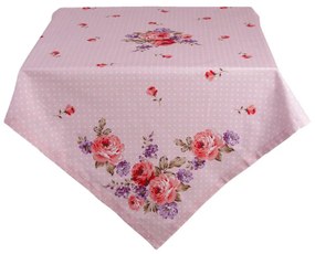 Růžový bavlněný ubrus na stůl s růžemi Dotty Rose – 150x150 cm