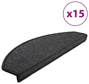 vidaXL Marketos Schodové rohože 15 ks 65 x 24 x 4 cm antracitové, půlkulaté, velké