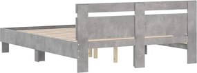 Rám postele s čelem betonově šedý 150 x 200 cm kompozitní dřevo 3207416