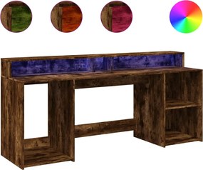 Psací stůl s LED kouřový dub 200 x 55 x 91 cm kompozitní dřevo 3309442