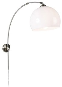 Retro nástěnná ocelová oblouková lampa s nastavitelným bílým stínidlem