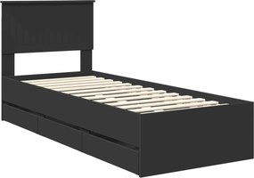 Rám postele se zásuvkou Černá 75 x 190 cm Inženýrské dřevo 3410757