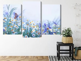Vícedílný obraz Motýl A Divoké Květiny Nedostatek Nedostatek Přírodní plátno 180x120