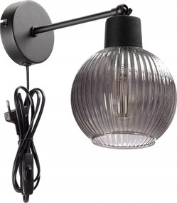 Nástěnná Lampa Nástěnné Skleněné Stínidlo Skleněná Koule Pruhy E27 Chrom Zástrčka