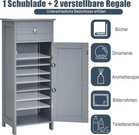 Costway Koupelnová skříňka koupelnová s 1 velkou zásuvkou a 2 nastavitelnými