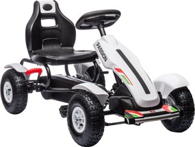HOMCOM Pedálový Go-Kart pro děti od 5 let – dětské pedálové auto s nastavitelným sedadlem, gumovými pneumatikami a ruční brzdou pro chlapce a dívky, n