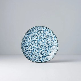 MADE IN JAPAN Sada 2 ks: Přílohový talíř s nepravidelným okrajem Blue Daisy 19 cm 19 × 3 cm