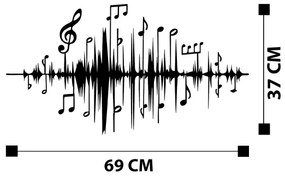 Nástěnná dekorace 69x37 cm noty kov