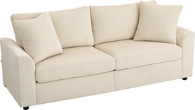 HOMCOM 3-místná pohovka, gauč s opěrkami, dekorační polštáře, potažená pohovka s kordovým potahem, silně polstrovaná, lounge pohovka, nosnost až 450 k