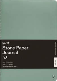 Voděodolné sešity z kamenného papíru Karst měkká vazba čistý a linkovaný A5 eukalyptová zelená 2 ks