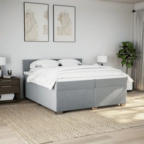 Box spring postel s matrací světle šedá 200 x 200 cm textil 3288295