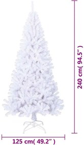 Umělý vánoční stromek s hustými větvemi bílý 240 cm PVC 321041