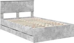 Rám postele s čelo Betonově šedá 135 x 190 cm Inženýrské dřevo 3407994