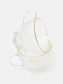 Sinsay - Rýhované šálky se zlatým okrajem 2 pack - clear