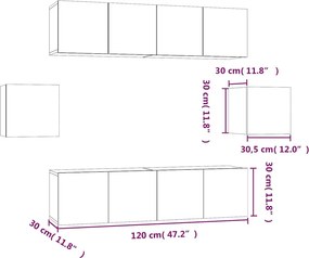 6dílný set TV skříněk kouřový dub kompozitní dřevo 3120266