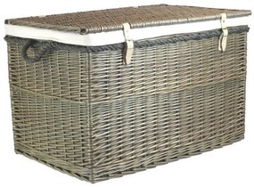 Willow Direct Proutěná truhla velká - šedé proutí antique - přírodní vsadka 75x50x50cm