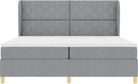 Postel s boxspringem s čelo Světle šedá 200 x 200 cm textil 3340837