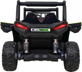 Ramiz Elektrická terénní bugina UTV pro děti zelená + dálkové ovládání + zavazadlový prostor + pomalý start + EVA kola + MP3 LED