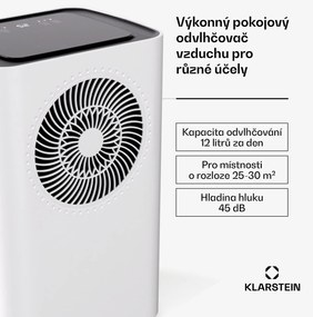 Klarstein CircleDry Smart 12 L odvlhčovač, 12 l/den, 260 W, 24 m², WiFi, časovač, filtr