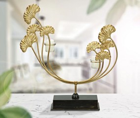 Svícen Iris 55 cm zlatý/černý