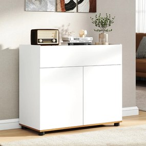 Costway Příborník s 1 zásuvkou a 2 dvířky, bílý