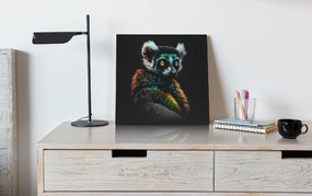 Obraz na plátně - barevný Lemur FeelHappy.cz Velikost obrazu: 80 x 80 cm