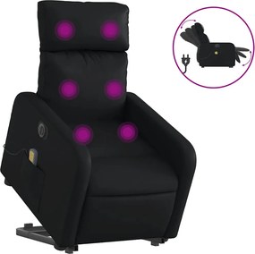 Elektrické zvedací masážní polohovací křeslo černé umělá kůže 3206770